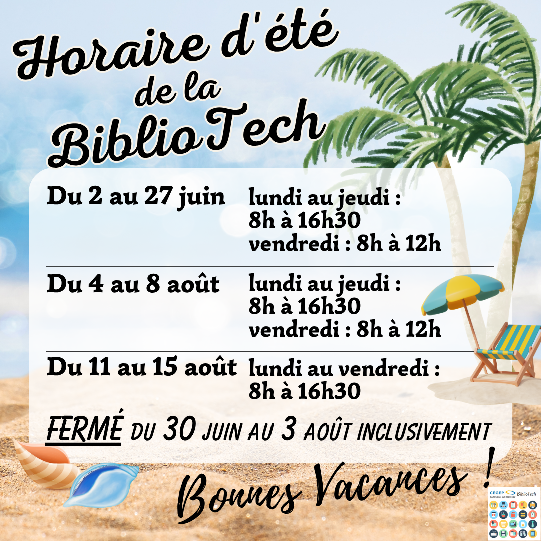 Horaire | Cégep Saint-Jean-sur-Richelieu : Bibliothèque