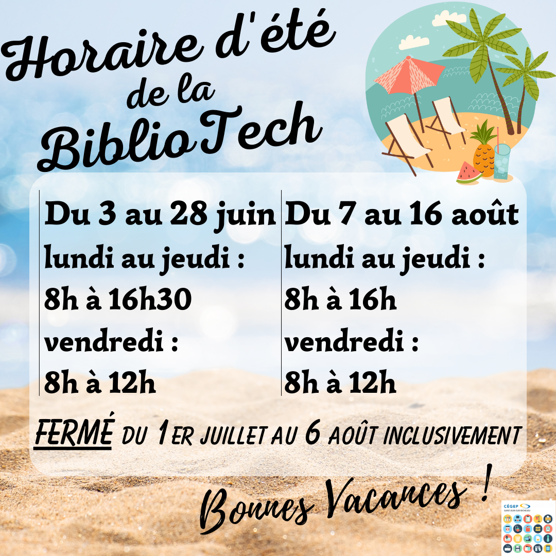 Horaire | Cégep Saint-Jean-sur-Richelieu : Bibliothèque